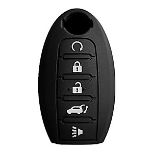 Silicone Full Protective Key Fob Remote Cover Case Skin Jacket for 2013-2021 Nissan 370Z Armada Murano Rogue Maxima Altima Sedan Pathfinder 285E3-3TP5A KR55WK48903（5 Buttons Black ）