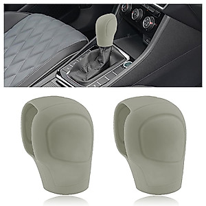 OFBAND 2PCS Silicone Car Gear Shift Cover,Anti-Slip Shift Knob Cover Effectively Protects Stick Shift Knob,Universal car Interior Accessories Gear Shifter Knobs Decoration (Beige)