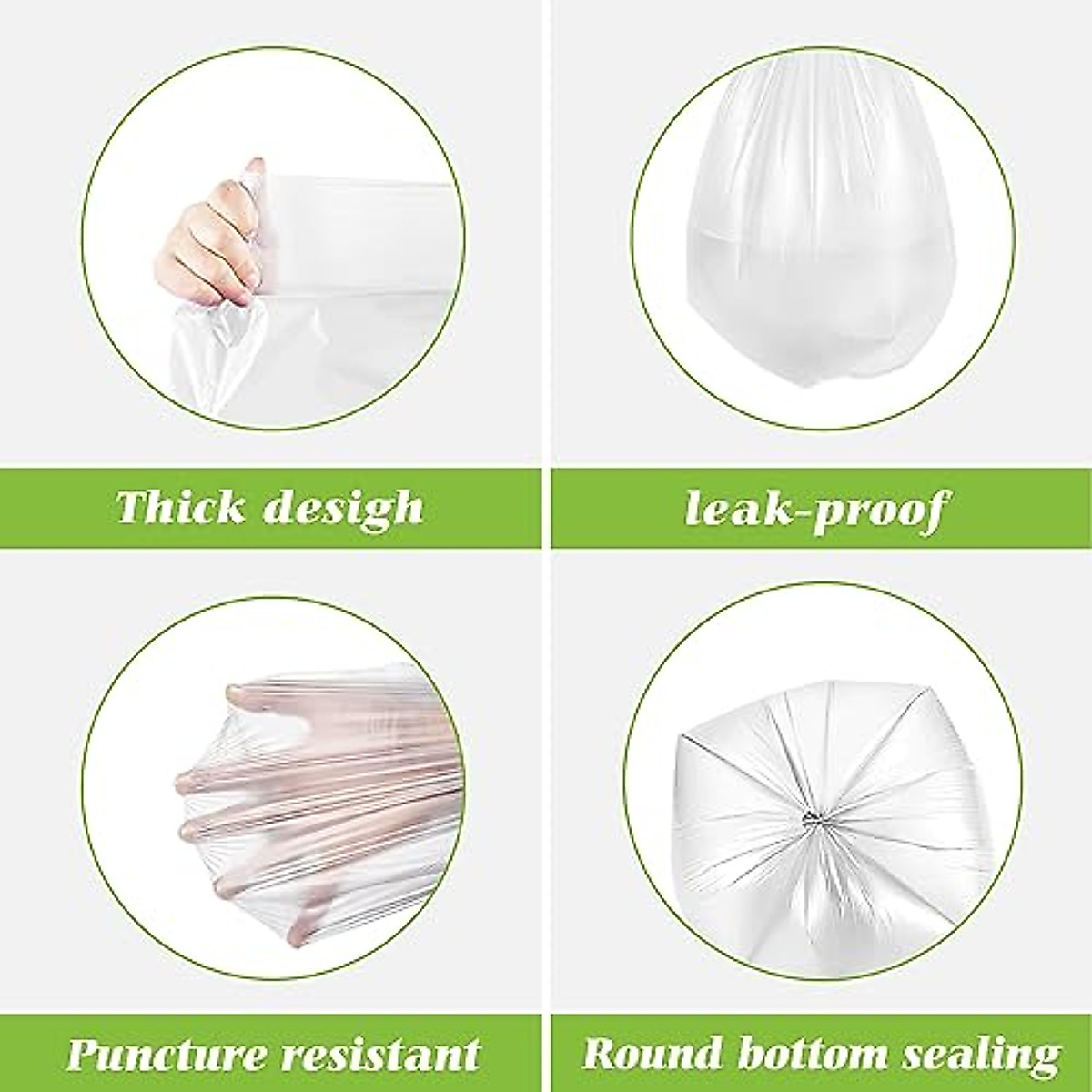 2.6 Gallon 180 Counts Strong Trash Bags Garbage Bags by Teivio, Bathroom Trash Can Bin Liners, Plastic Bags for home office kitchen (Clear)