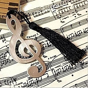 m·kvfa Romantic Music Note Alloy Bookmark Novelty Ducument Book Marker Label Stationery Lovely Music Note Page Markers Metal with Tassels Pendant Gifts Perfect for Gifts
