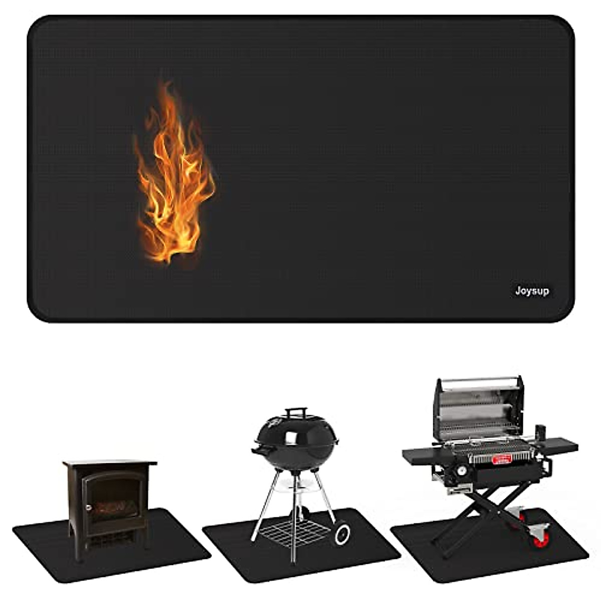 Joysup Under Grill Mat 44×25 Inch for Outdoor Grill, Fireproof Pad for Fire Pit, Flat Top, Smokers, Gas Grills and Fireplace ，Waterproof Fireproof BBQ Protective Mat for Decks、Patios and Wooden Floor