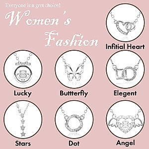 14K White Gold Plated Sterling Silver Dainty Women Pendant Necklace with CZ Stones for Girlfriends Gift Packed (Infinity Heart)