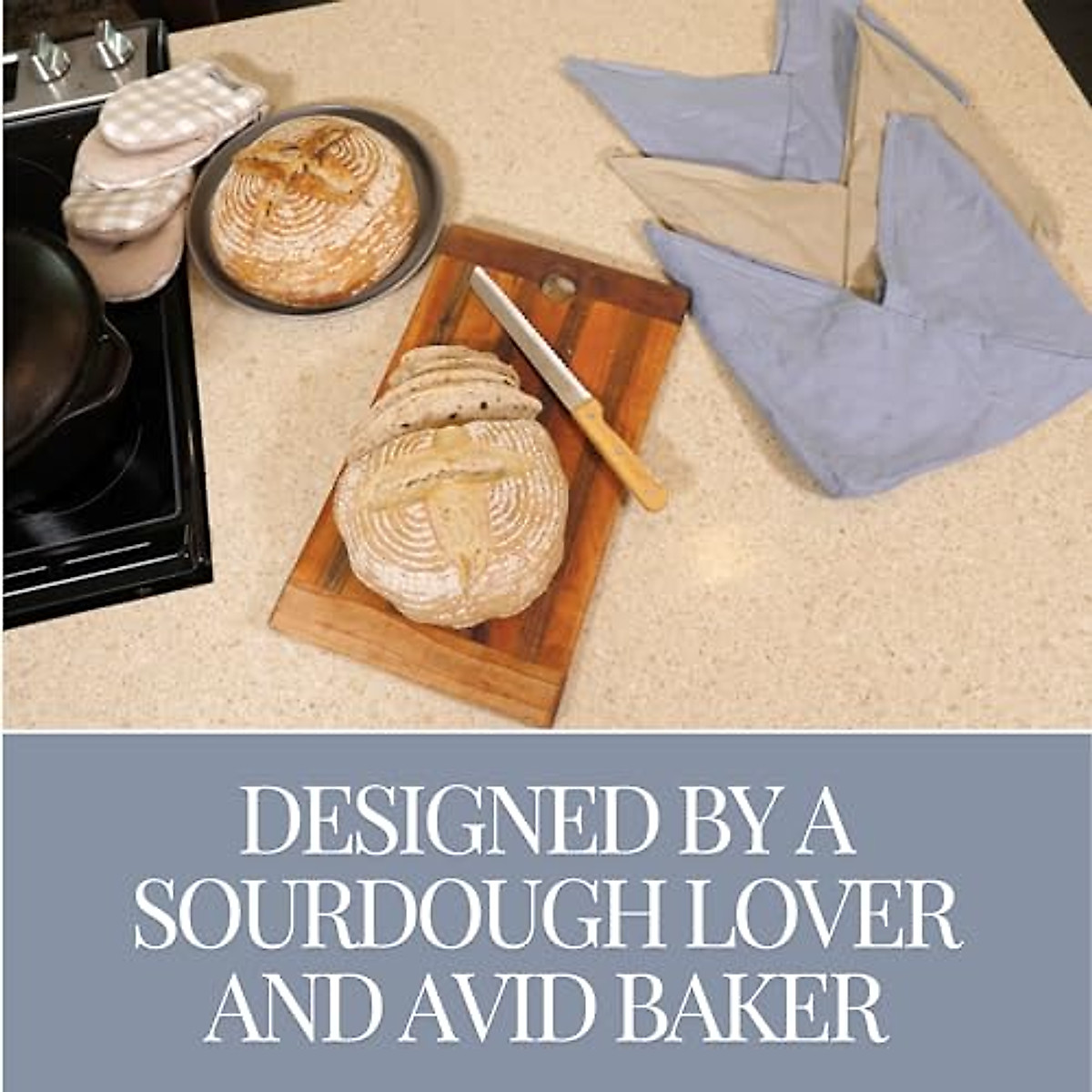 Carly's Place Sourdough Bread Bags - 2 Pack Linen Bread Bag for Bread Storage of Homemade Bread, Easy to Wash, Keeps Bread Fresh Longer, Modern Kitchen Design