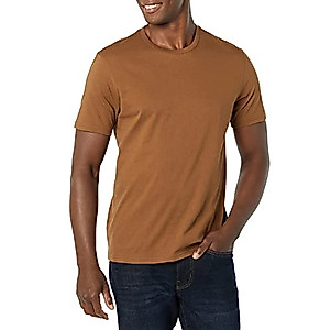 Amazon Essentials Men's Slim-Fit Short-Sleeve Crewneck T-Shirt, Pack of 2, Black/Brown, Medium