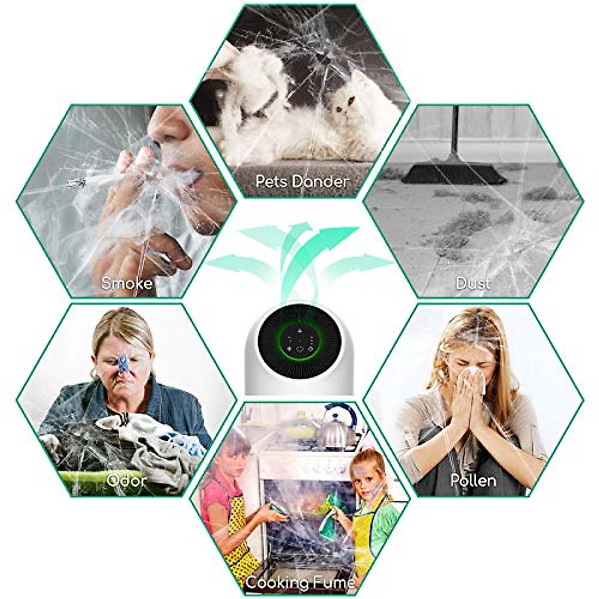 Afloia Air Purifier for Home Large Room H13 True HEPA Filter Air Cleaner with 24db Sleep Mode Remove 99.99% of Dust, Pet Dander, Pollen for Office, Bedroom, Fillo White