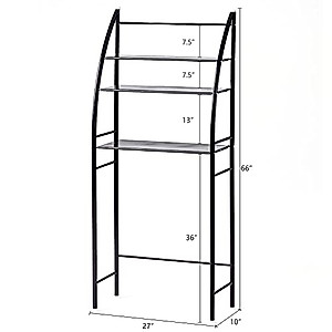 Dulce Domi 3-Shelf Bathroom Organizer Over The Toilet Storage, Bathroom Shelves Over Toilet, 27” L x 10” W x 66”H
