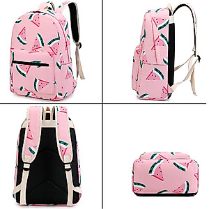 CAMTOP Teen Girls Backpack for School Kids Backpack with Lunch Bag Watermelon Bookbag Set (Y0080-3 Watermelon-Pink)