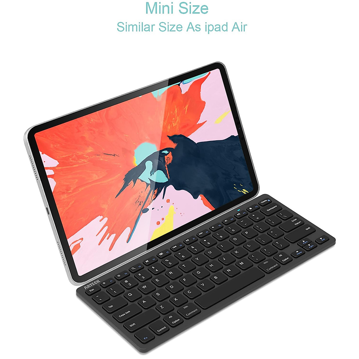 Arteck Ultra-Slim Keyboard Compatible with iPad 10.2-inch/iPad Air/iPad 9.7-inch/iPad Pro/iPad Mini, iPhone and Other Bluetooth Enabled Devices Including iOS, Android, Windows, Black