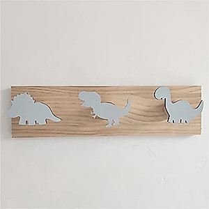 Baalaa Kids Dinosaur Coat Hooks Door Hanger for Boys Bedroom Nursery Playroom Decorations -Black