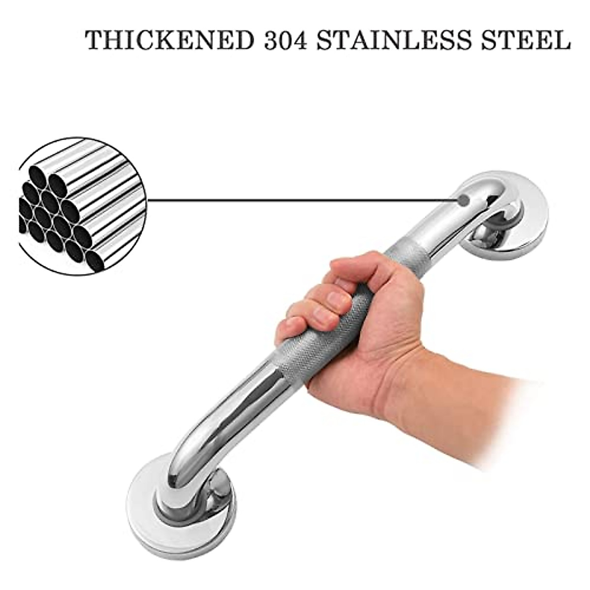 Bath Grab Bar Shower Handle Bath Grab Bar Handle With Anti Slip Grip 12inch/300 Mm 2 Pack 304 Stainless Steel Bathroom Grab Bar Shower Safety Handle For Bathtub Toilet Bathroom Kitchen Stairway H