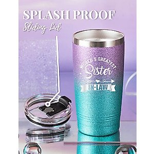 Onebttl Sister Gifts from Sister, Insulated Stainless Steel Wine Tumbler with Lid and Straw, Funny gifts for Sis on Mother's Day, Birthday, Christmas, 20 oz, World's Greatest Sister in Law