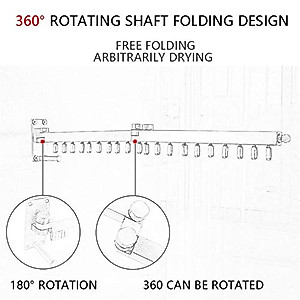 TYXTYX Wall Mounted Folding Clothes Hanger Space-Saver, Indoor/Outdoor Adjustable Clothes Drying Rack, Retractable Dry Coat Hanger for Laundry Room, Storage Organiser Instant Closet