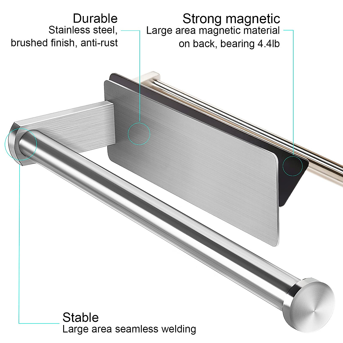 Paper Towel Holders Magnetic Steel Brushed Towel Roll Holders with Strong Magnetic Backing - Fit for Large Paper Towels-for Kitchen,Refrigerator,Grill,Toolbox,Garage,Shop