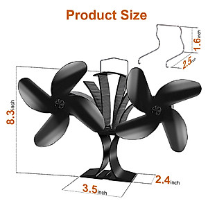 foedo Wood Stove Fan，Heat Powered Stove Fan for Heater/Wood/Pellet/Fireplace, Upgrade Dual Motors 8-Blade, Efficiently Circulate Warm Air(compatible with for Mr Buddy heaters)