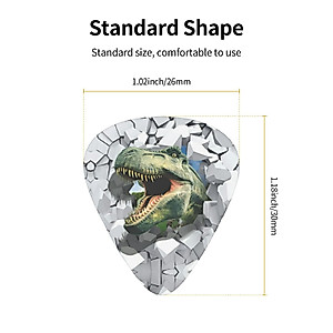 Dinosaur Guitar Picks for Kids Guitar Plectrums for Acoustic Guitar Bass Electric Guitar Pick for Boys 12 Pack Includes Thin Medium Heavy Gauges