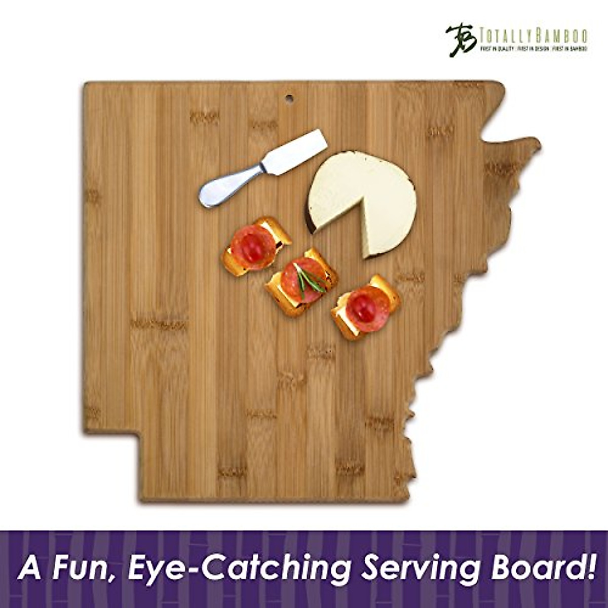 Totally Bamboo Arkansas State Shaped Cutting Board, Natural Bamboo
