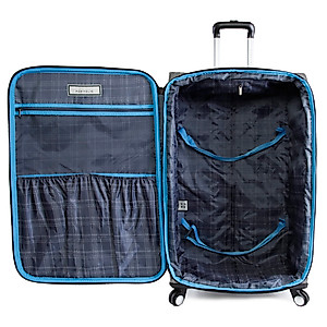 Perry Ellis Lexington II Lightweight Spinner Luggage, Black/White Herringbone, Carry-On 21-Inch