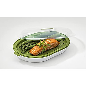 GoodCook BPA-Free Plastic Microwave Vegetable and Fish Steamer, Green