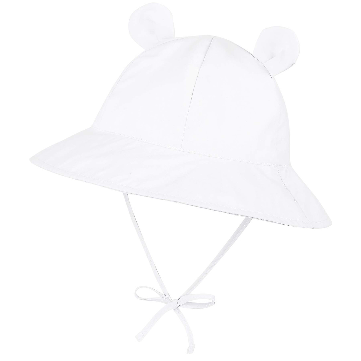 Zando Baby Sun Hat Bucket Hat Wide Brim Beach Caps Toddler Hats for Boys with Bear Ears Infant Summer Hat for Girls White 0-6Months