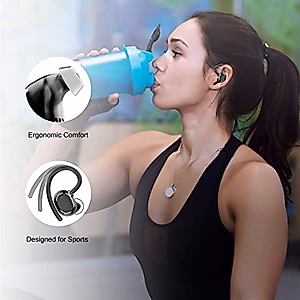Wireless Earbuds Bluetooth 5.3 Headphones 48hrs Playtime Immersive Bass Bluetooth Earbuds IPX7 Waterproof Earphones with Earhooks Built-in Mic LED Display Headset for Sports Workout Gym Running Black