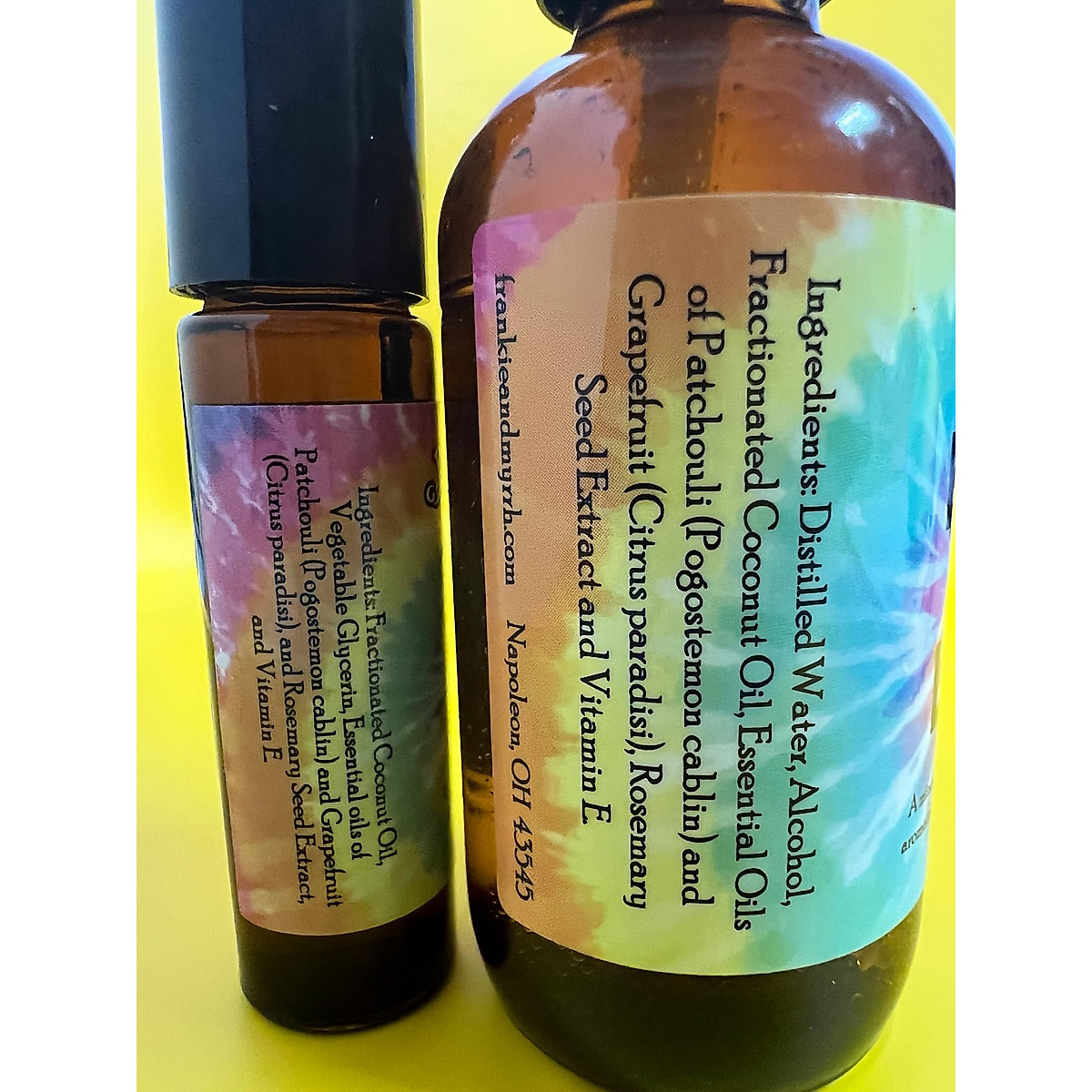 Frankie & Myrrh Hippie Go Lucky 2 Pack | Patchouli Roll-on & Spray | Natural Aromatherapy Combo for Relaxation & Positivity
