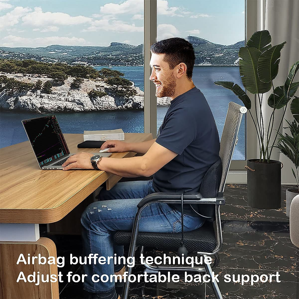 awave bloom Inflatable Lumbar Support Pillow for Car Seat and Office Chair, with Adjustable Internal Air System, Back Support for Home, Travel