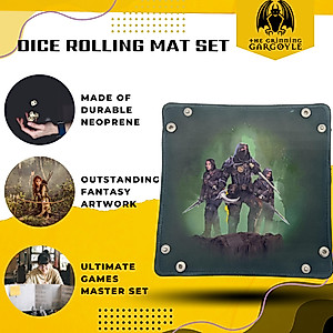 Grinning Gargoyle - 4X Fantasy RPG Character Dice Tray Set - Collapsible Dice Rolling Tray - Dice Trays for Polyhedral Die - DND Roleplaying Game Pads- Wizard Fighter Cleric Rogue - Portable Pad Gift