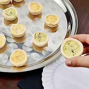 14" Stainless Steel Round Tray with Swirl Pattern, Serving/Display Tray by Tezzorio