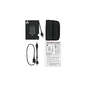 Apricorn 2TB Aegis Padlock Fortress FIPS 140-2 Level 2 Validated 256-Bit Encrypted USB 3.0 Hard Drive with PIN Access (A25-3PL256-2000F)
