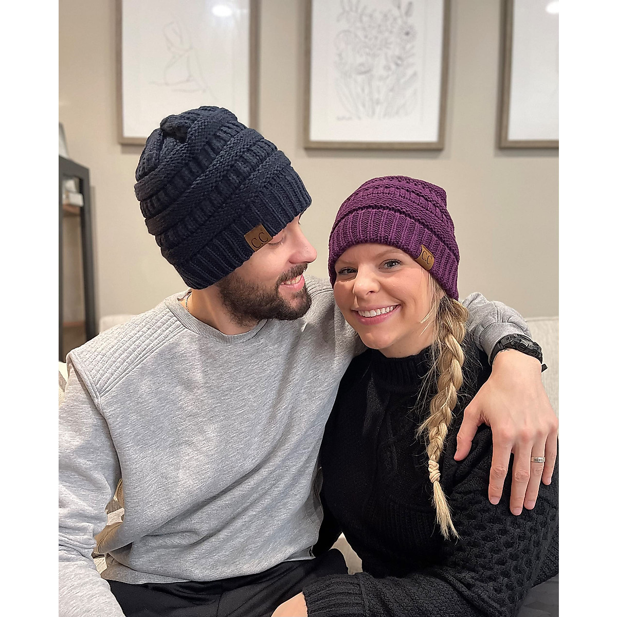 Funky Junque Womens Beanie Soft Knit Classic Ribbed Slouch Hat - Black