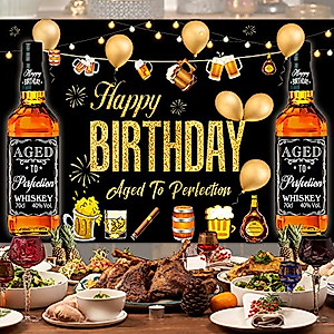 Whiskey Party Decorations for Men, Aged To Perfection Party Supplies Whiskey Balloons Garland Arch Kit with Foil Balloons, Backdrop, Hanging Swirls 30 40 50 Birthday Party Decorations For Dad Daddy Father