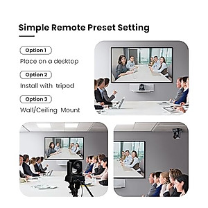 TONGVEO Conference Room HDMI 60fps USB3.0 Camera System with Bluetooth Microphone and Speaker | 3X Optical Zoom 1080P PTZ Video Camera Kit |with Speakerphone | for Church Home Office(UVC1.1)