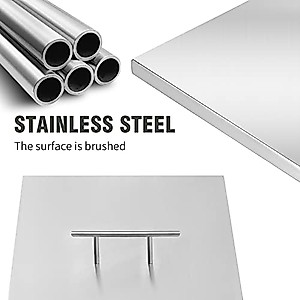 Saihisday 21" Stainless Steel Fire Pit Lid Thick Fire Pit Burner Cover Square Drop-in Fire Pit Pan