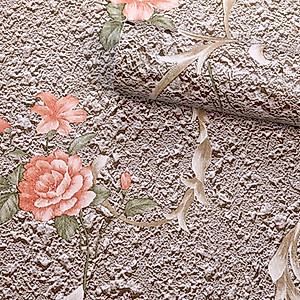 Simplemuji Country Style Brown Floral Waterproof Wallpaper Peel and Stick Shelf Drawer Liner Self-Adhesive Cabinet Sticker 17.7 Inch by 98 Inch