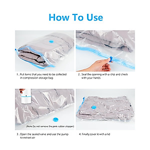 ACAETYT 5 Pack Vacuum Storage Bags, Space Saver Bags (1 Jumbo/2 Large/2 Medium) Compression Storage Bags for Clothes, Vacuum Sealed Bags (Electric Pump Not Included)