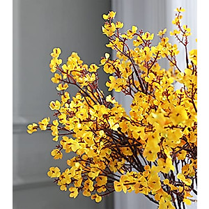 Hananona 10 Pcs Babys Breath Artificial Flowers Orange Fake Silk Gypsophila Flowers for Fall Home Decor Floral Arrangement Table Centerpieces (10, Orange)