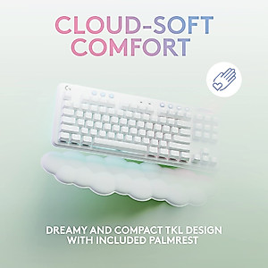 Logitech G715 Wireless Mechanical Gaming Keyboard with LIGHTSYNC RGB, LIGHTSPEED, Tactile Switches (GX Brown), and Keyboard Palm Rest, PC/Mac Compatible - White Mist