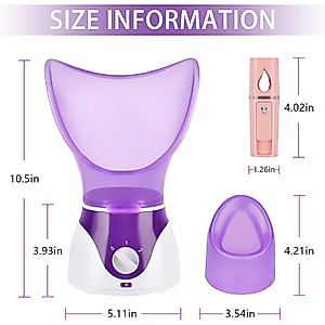 Crybeno Facial Steamer for Face, Nano Ionic Face Steamer for Facial Deep Cleaning, Hot Mist Face Humidifier Set for Women Men, Moisturizing Cleansing Pores with Blackhead Remover Kit, Purple