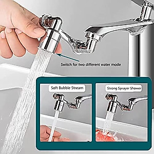 1080 Rotation Faucet Extender 1080° Large Angle Rotating Faucet Universal Rotating Sink 2 Water Outlet Modes Nozzle Faucet Adaptor, Splash Filter Dual Function Kitchen Tap Extend, Bubbler