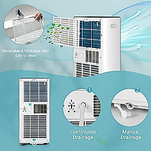 GOFLAME 8000BTU Portable Air Conditioner, AC Cooling Unit with Fan & Dehumidifier, 24H Timer, LED Display, Remote Control, Cool Rooms up to 350 Sq.Ft, Freestanding AC for Living Room (White-8000BTU)