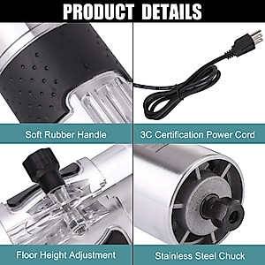 AKYPACH Wood Router Tool Electric Hand Trimmer Laminate Milling Engraving Hand Machine Joiner 110V 800W with 15pcs Trim Router Bits Slotting Carving 1/4" Collets Woodworking Tool