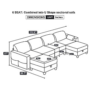 FANYE Oversized Modular Sectional Sofa with Storage Seats,DIY Free Combine Sofa&Sofabed Reversible Modular&Sectional Convertible to L/U Shaped W/Chaises,Twin XL Sleeper Couch Bed for Living Room