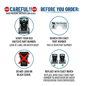 Voyoker A21107 AB-9063158 for DeWalt Craftsman Air Compressor Pressure Switch D55168 D55167 D55146