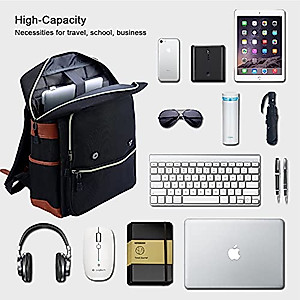 Modoker Vintage Laptop Backpack for Women Men,Travel Backpacks with USB Charging Port Fashion Backpack Fits 15.6Inch Notebook, Black