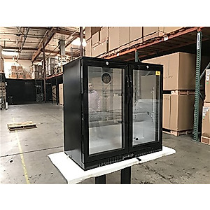 COOLER DEPOT Beer Back Bar Cooler 2 door 35 inch Commercial Refrigerator 35 inch Black Beverage Cooler Counter Height 35 Deg-46 DegF with 2 Glass Door