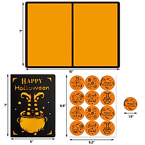 Fancy Land Halloween Cards Die Cut Design Happy Halloween Greeting Cards with Envelopes and Stickers Assortment 5” x 7”