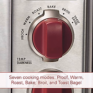 Wolf Gourmet Elite Digital Countertop Convection Toaster Oven with Temperature Probe, Stainless Steel and Red Knobs (WGCO150S)