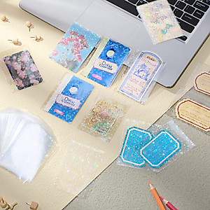 200 Pcs Holographic Card Sleeves Include 100 Pcs Love Heart Shape and 100 Pcs Little Star Laser Flashing Card Sleeves Trading Cards Film Kpop Card Protector Holographic Foil Protective Cover