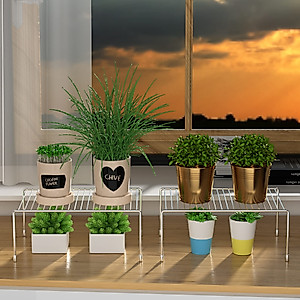 GEDLIRE Kitchen Cabinet Shelf Organizer Set of 4, Medium (13 x 9.4 inch) Metal Wire Pantry Storage Shelves, Dish Plate Racks for Cabinets, Freezer, Counter, Cupboard Organizers and Storage, Chrome