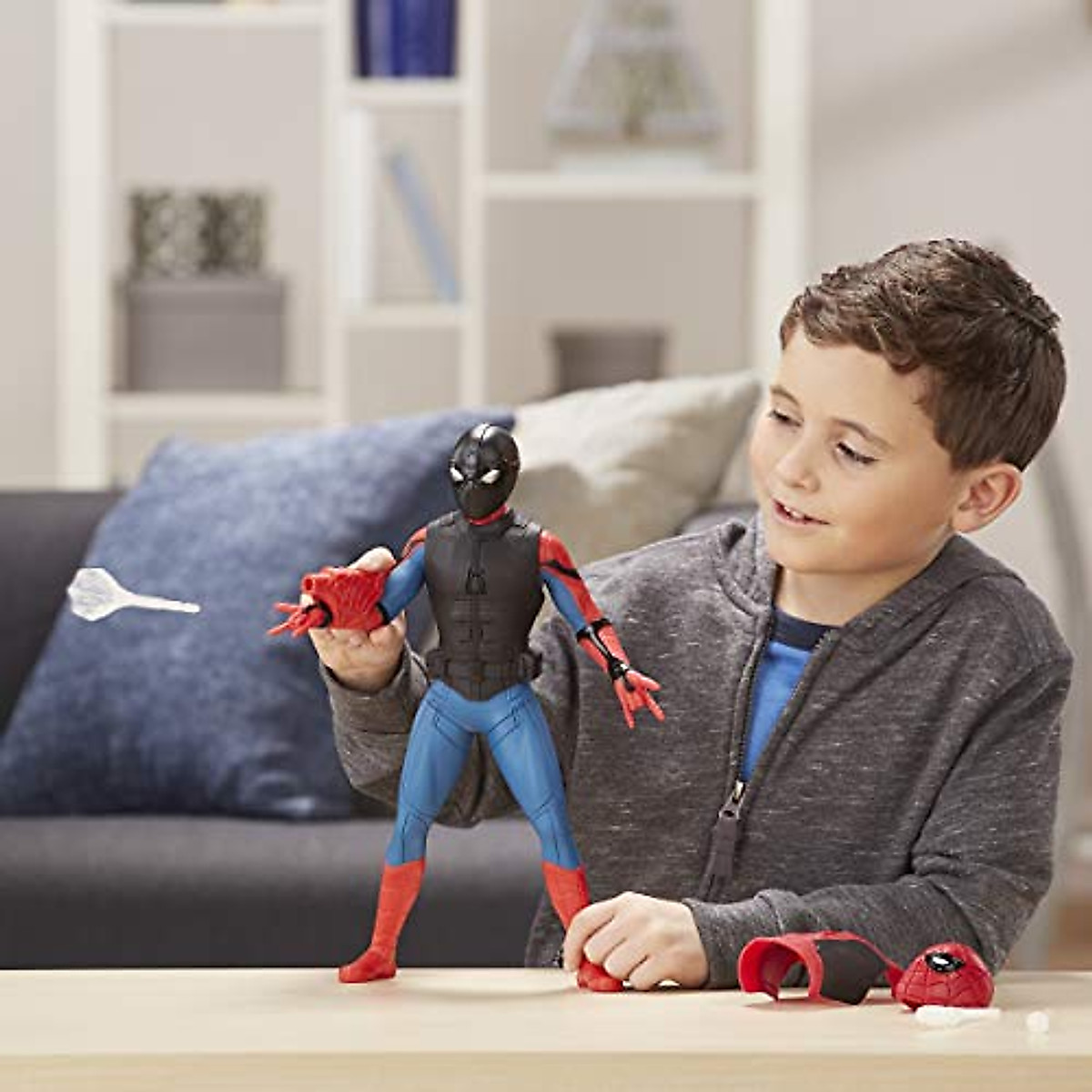Spider-Man: Far from Home Deluxe 13-Inch-Scale Web Gear Action Figure with Sound FX, Suit Upgrades, and Web Blaster Accessory